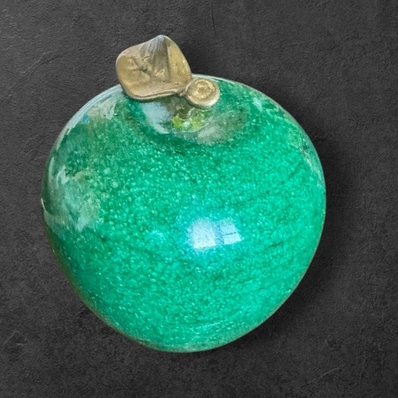 Source Unknown | Office | Vintage Green Marble Apple Paperweight With ...